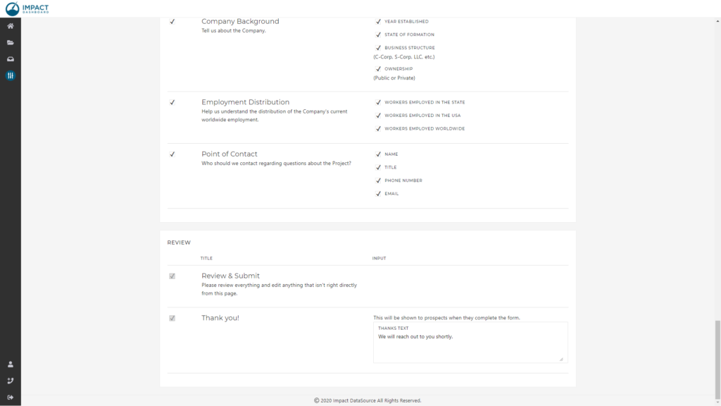 Configure a Data Form Template - Impact DataSource