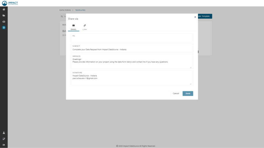 Email Your Data Form - Impact DataSource